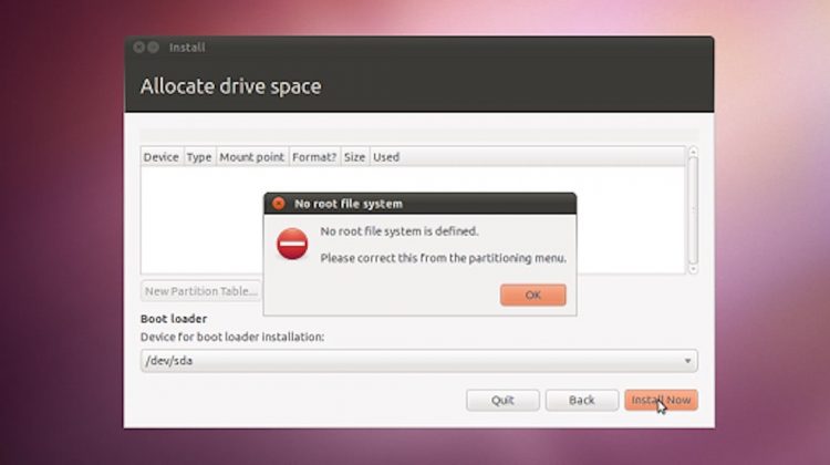 How To Fix No Root File System Defined Error While Installing Ubuntu
